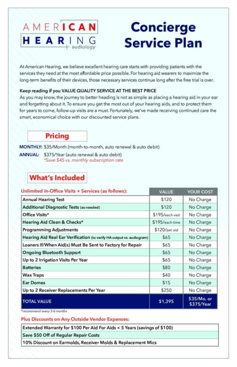 Concierge Service Plan | American Hearing + Audiology